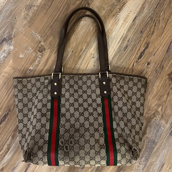 Gucci | Bags | Gucci Mono Tote With Webbing | Poshmark